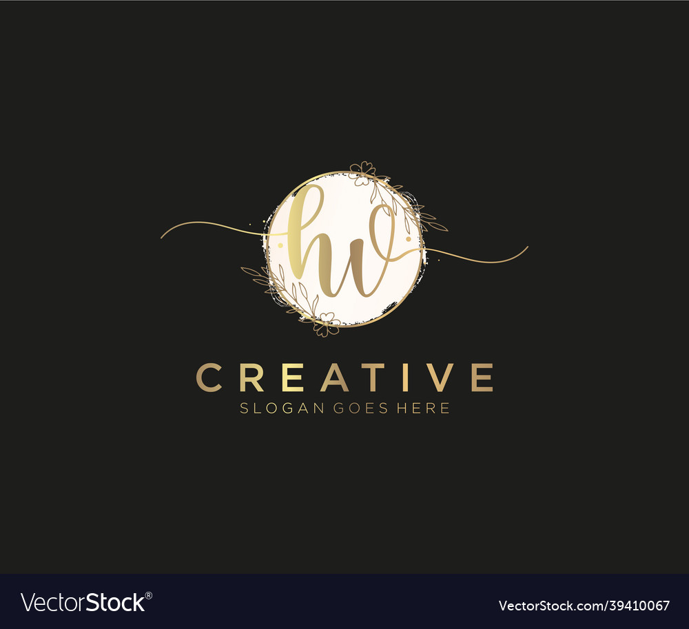 Initial hv feminine logo beauty monogram Vector Image