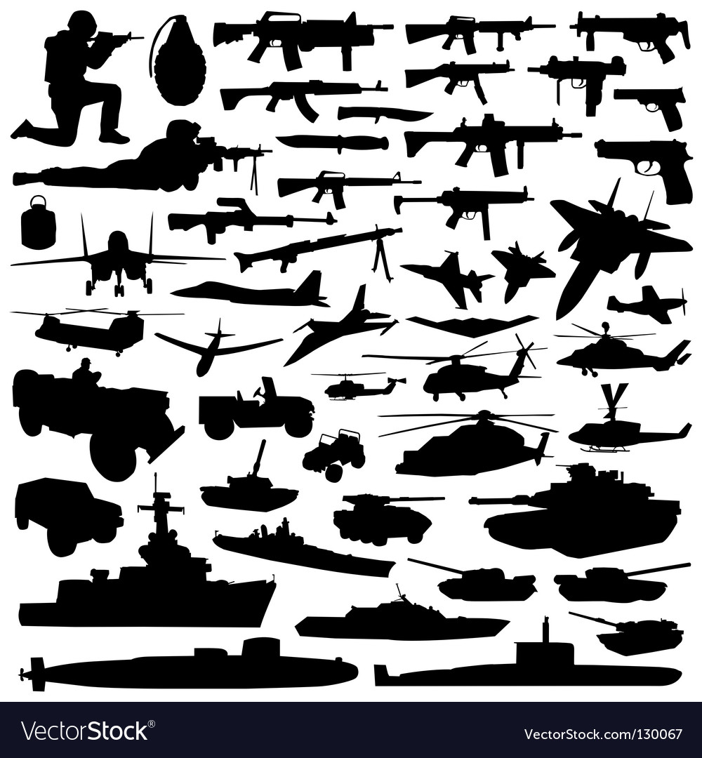 Military objects Royalty Free Vector Image - VectorStock
