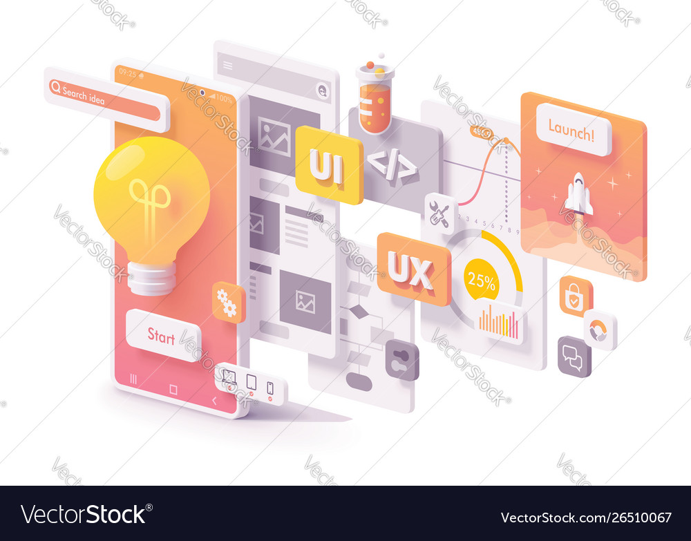Mobile app development concept Royalty Free Vector Image Mobile app development concept Royalty Free Vector Image