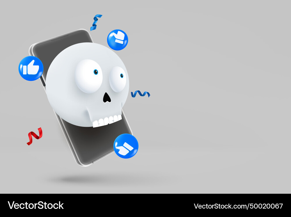 Modern smartphone with halloween skull emoji Vector Image