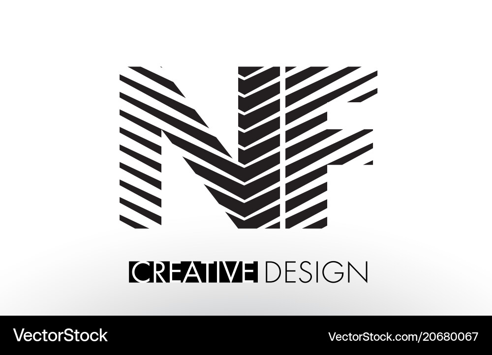 Nf n f lines letter design with creative elegant Vector Image