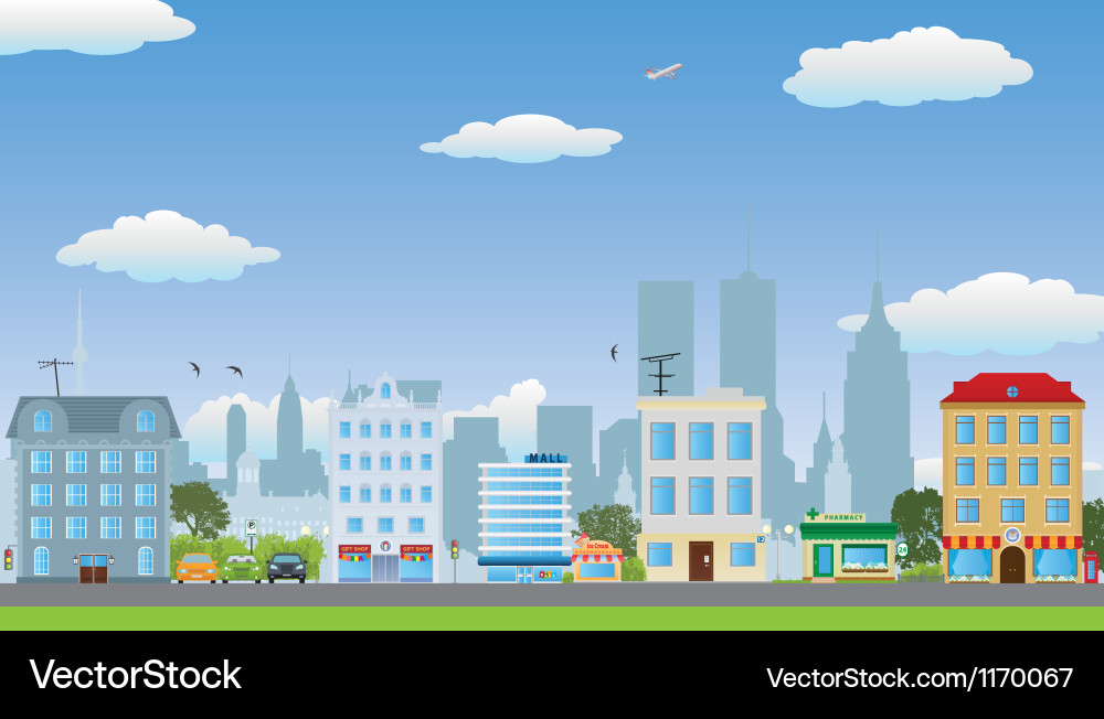Row of houses Royalty Free Vector Image - VectorStock