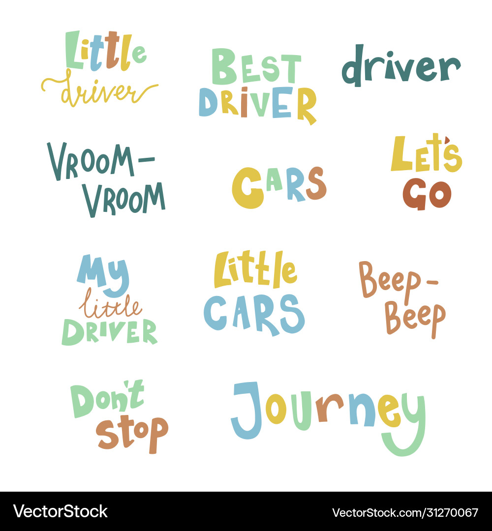 Set hand drawn childish lettering text for t Vector Image