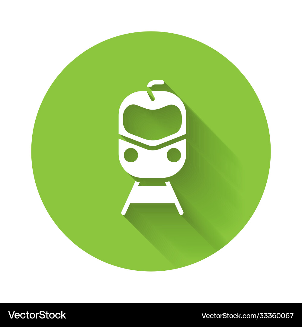 White train and railway icon isolated with long Vector Image