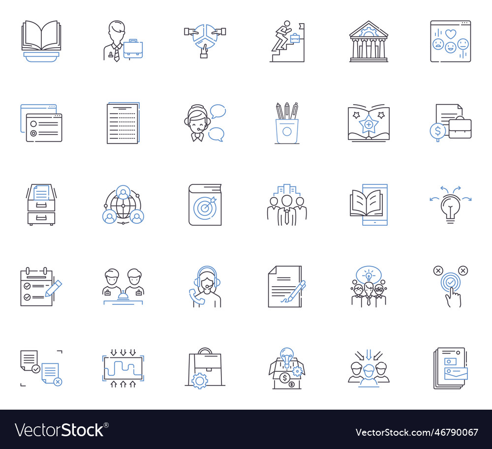 Work procedure line icons collection systematic Vector Image