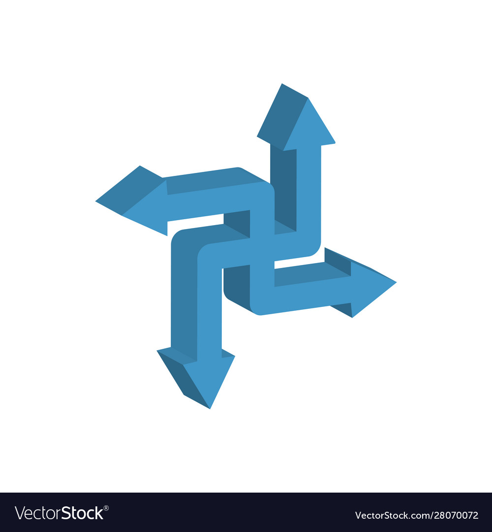 Arrows intersection 3d style icon Royalty Free Vector Image
