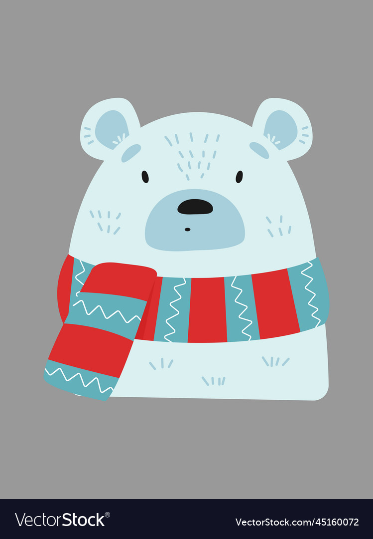 Cartoon polar bear in a striped scarf Royalty Free Vector