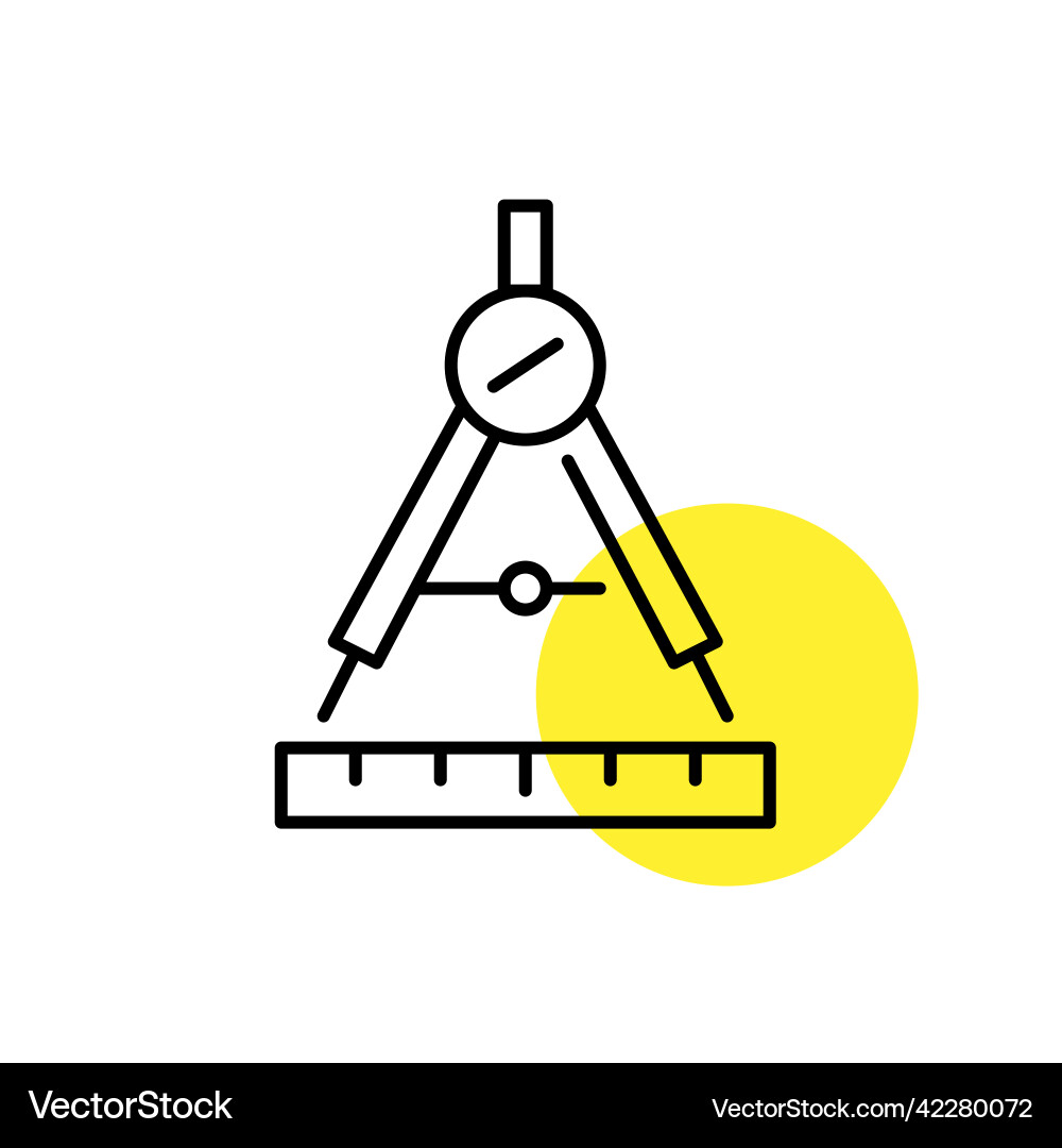 Compass tool and a ruler pixel perfect editable Vector Image