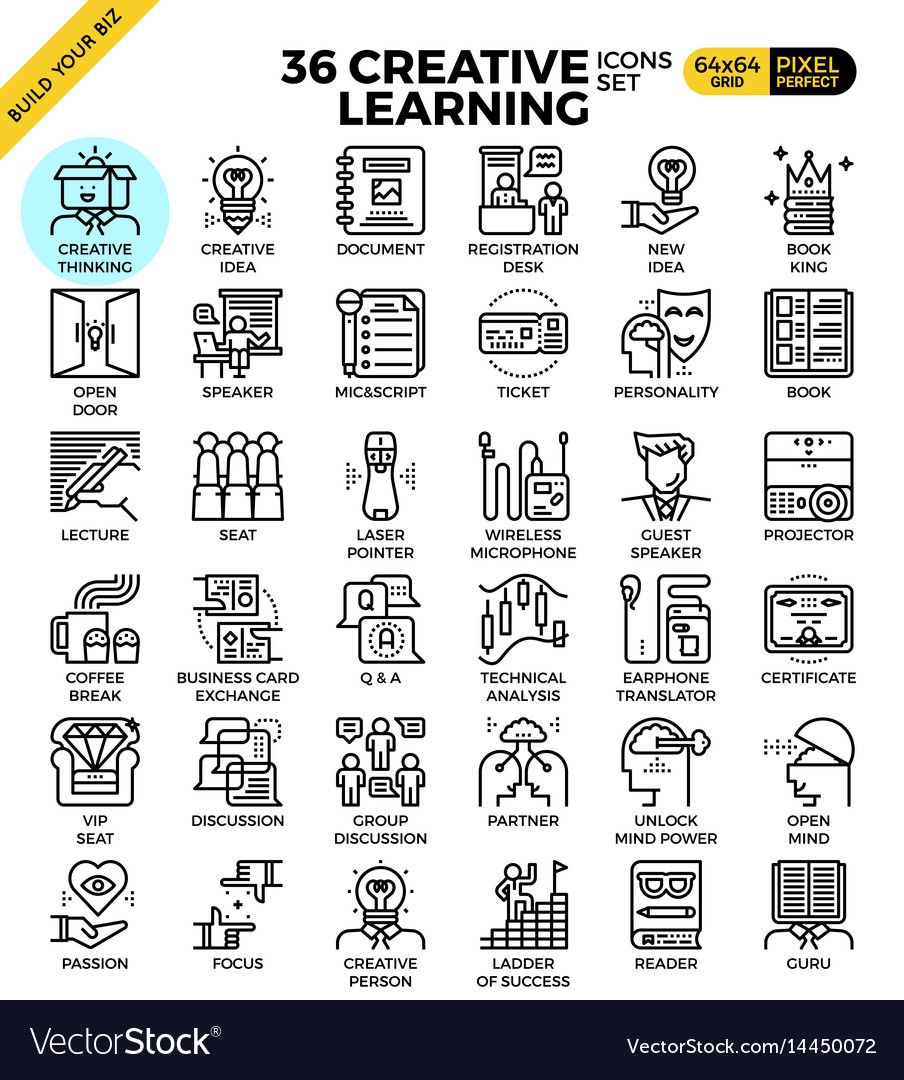 Creative learning icons Royalty Free Vector Image