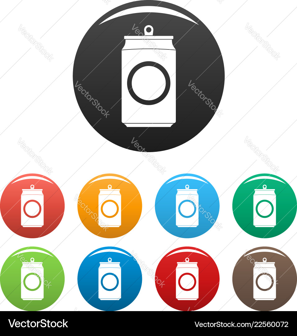 Drink can icons set color Royalty Free Vector Image