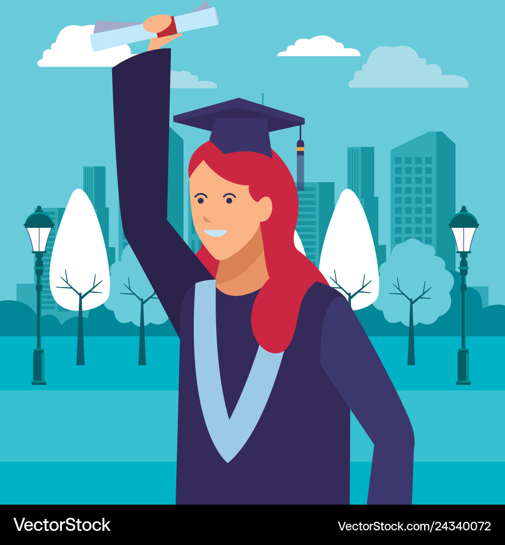 Female graduation ceremony diploma Royalty Free Vector Image