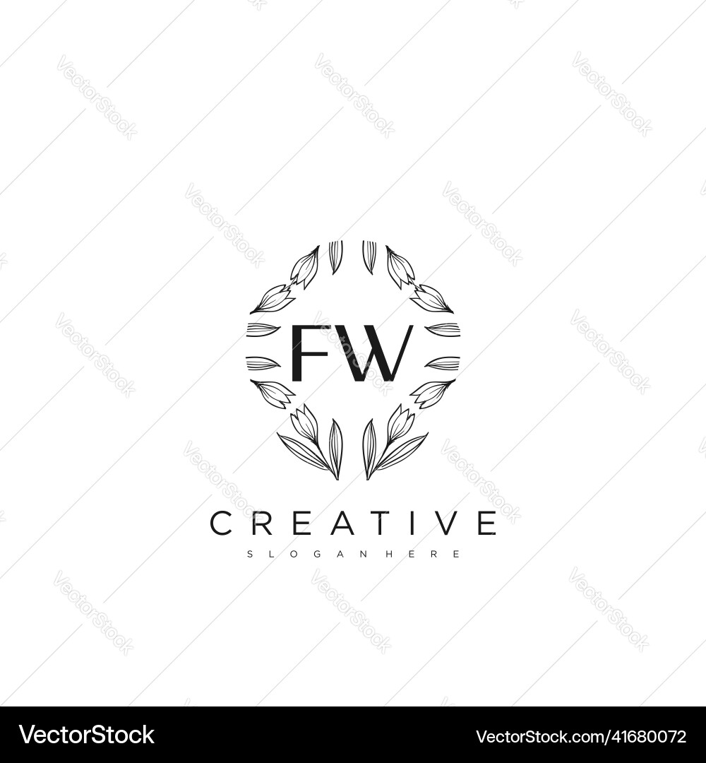 Fw initial letter flower logo template premium art