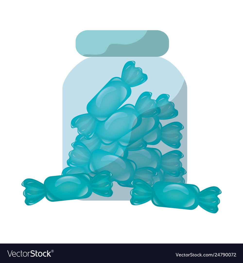 Glass jar with sweet candies Royalty Free Vector Image