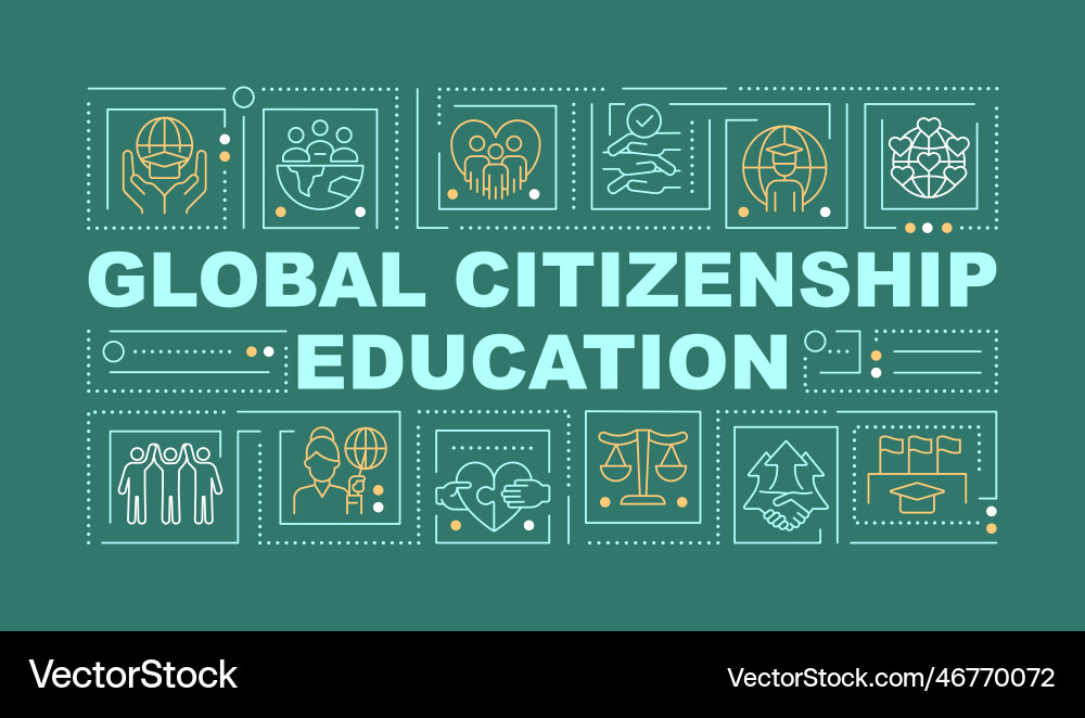 Global citizenship education word concepts dark Vector Image