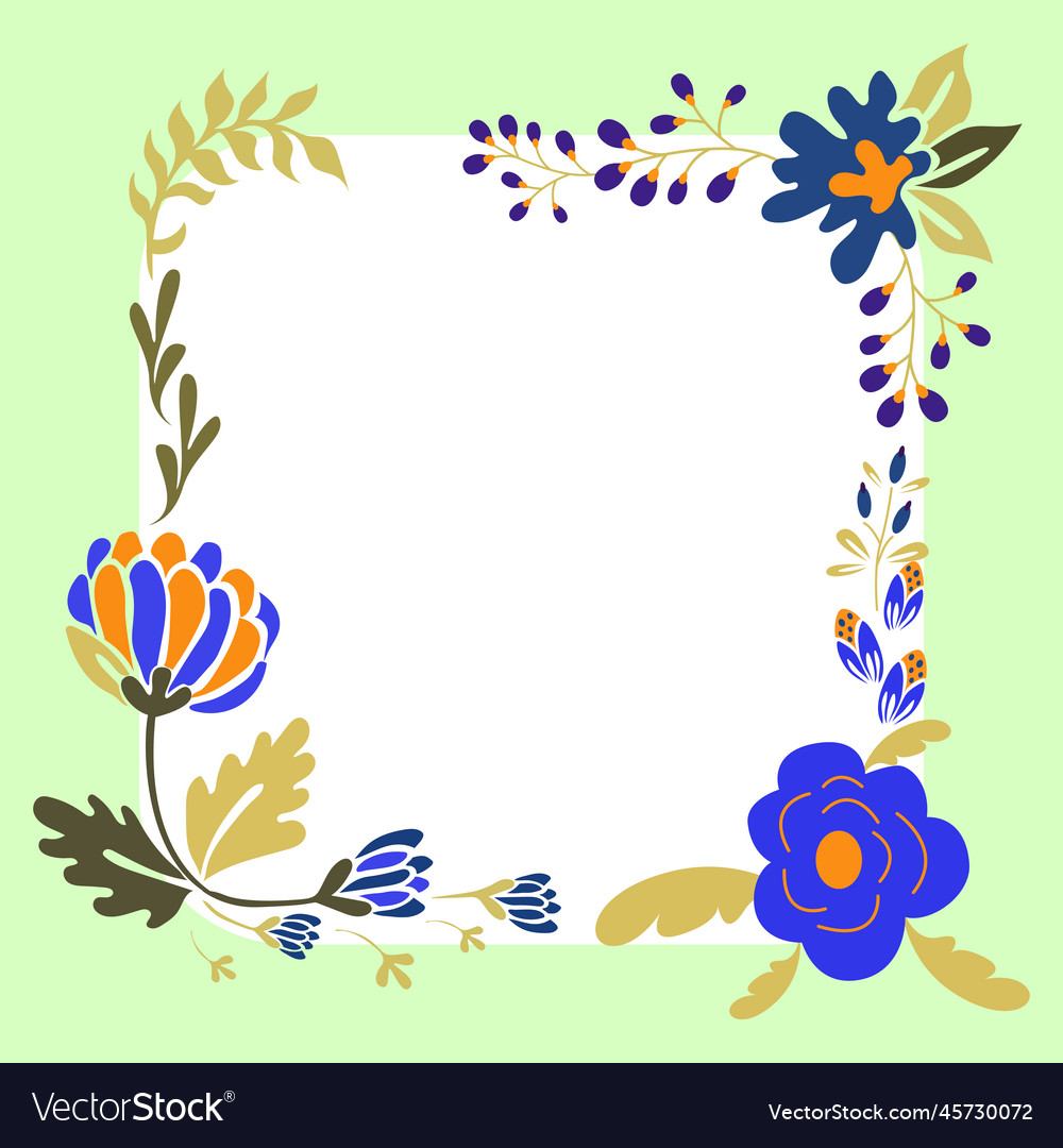 Green colored square shape text frame surrounded Vector Image