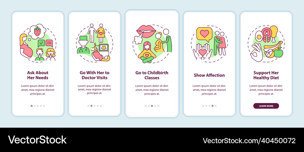 Partner support during pregnancy onboarding Vector Image