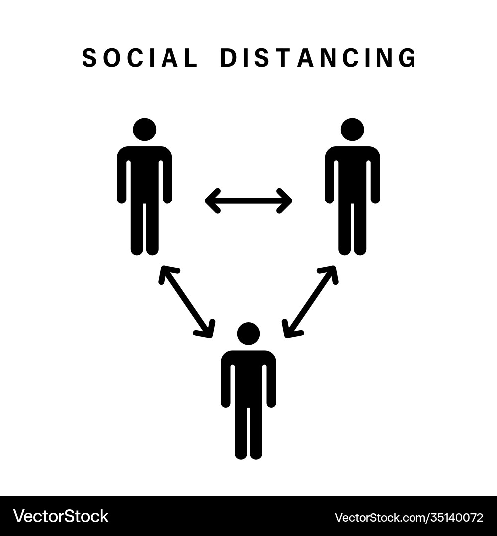 Social distance on white background isolated icon Vector Image