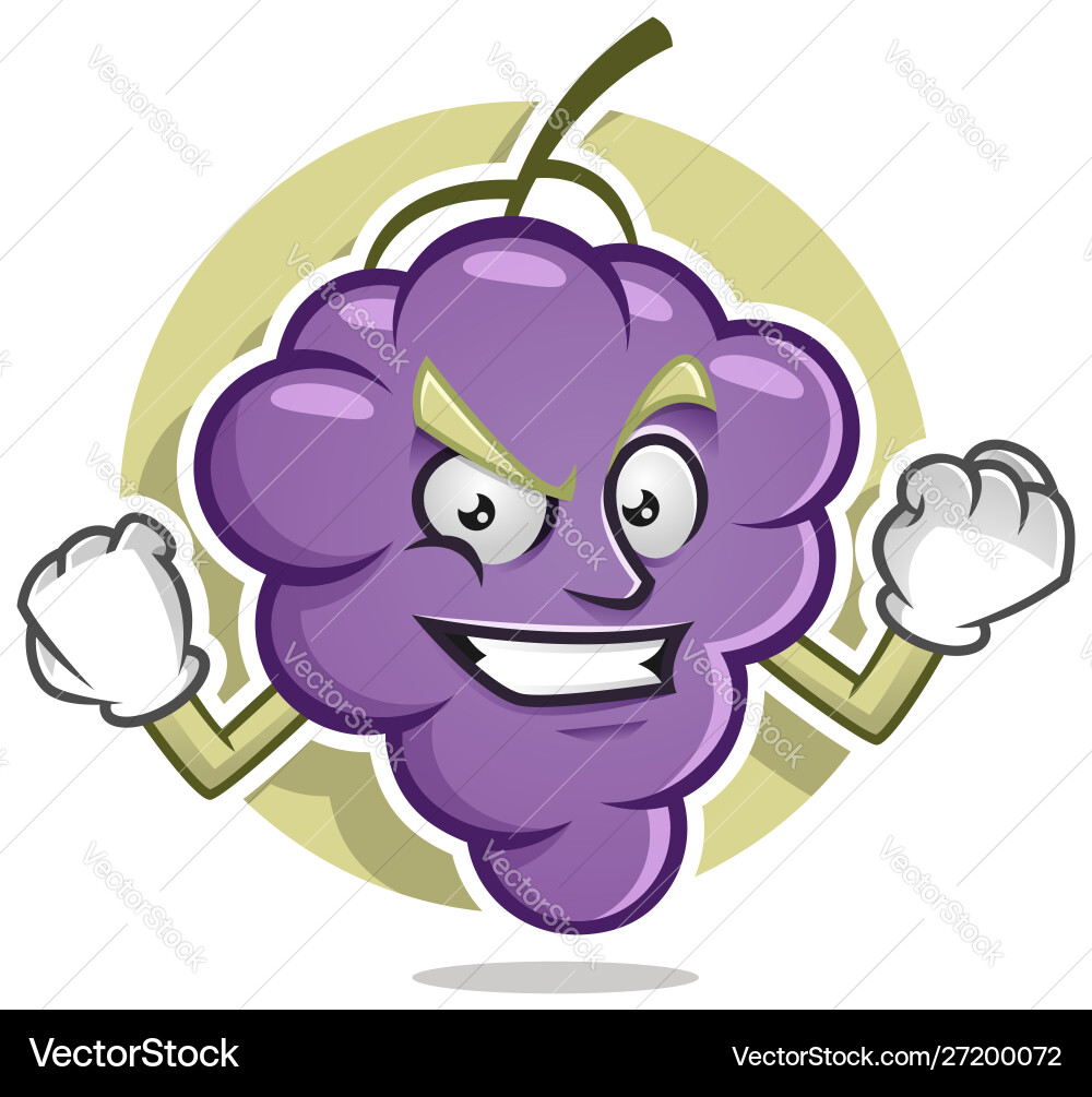 Strong and confident grape mascot grape Royalty Free Vector