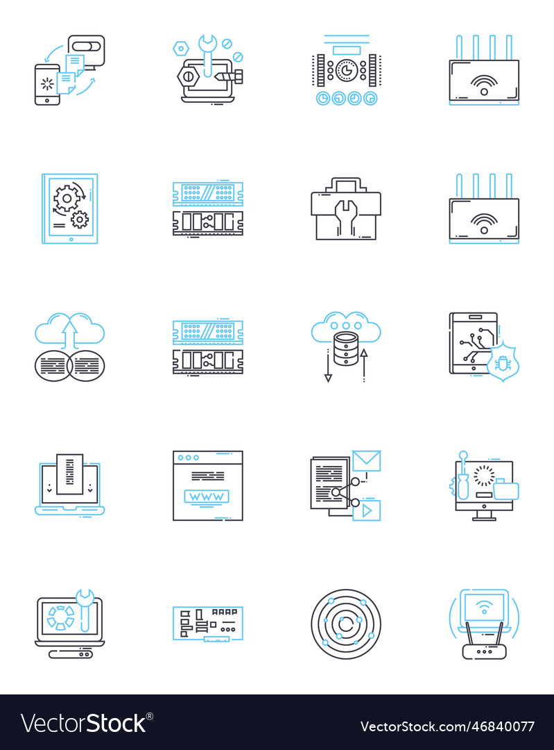 Automated tools linear icons set robotics Vector Image Automated tools linear icons set robotics Vector Image