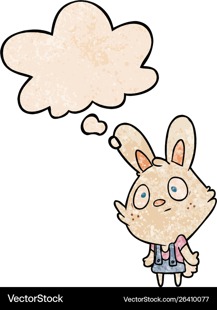 Cartoon rabbit shrugging shoulders and thought Vector Image