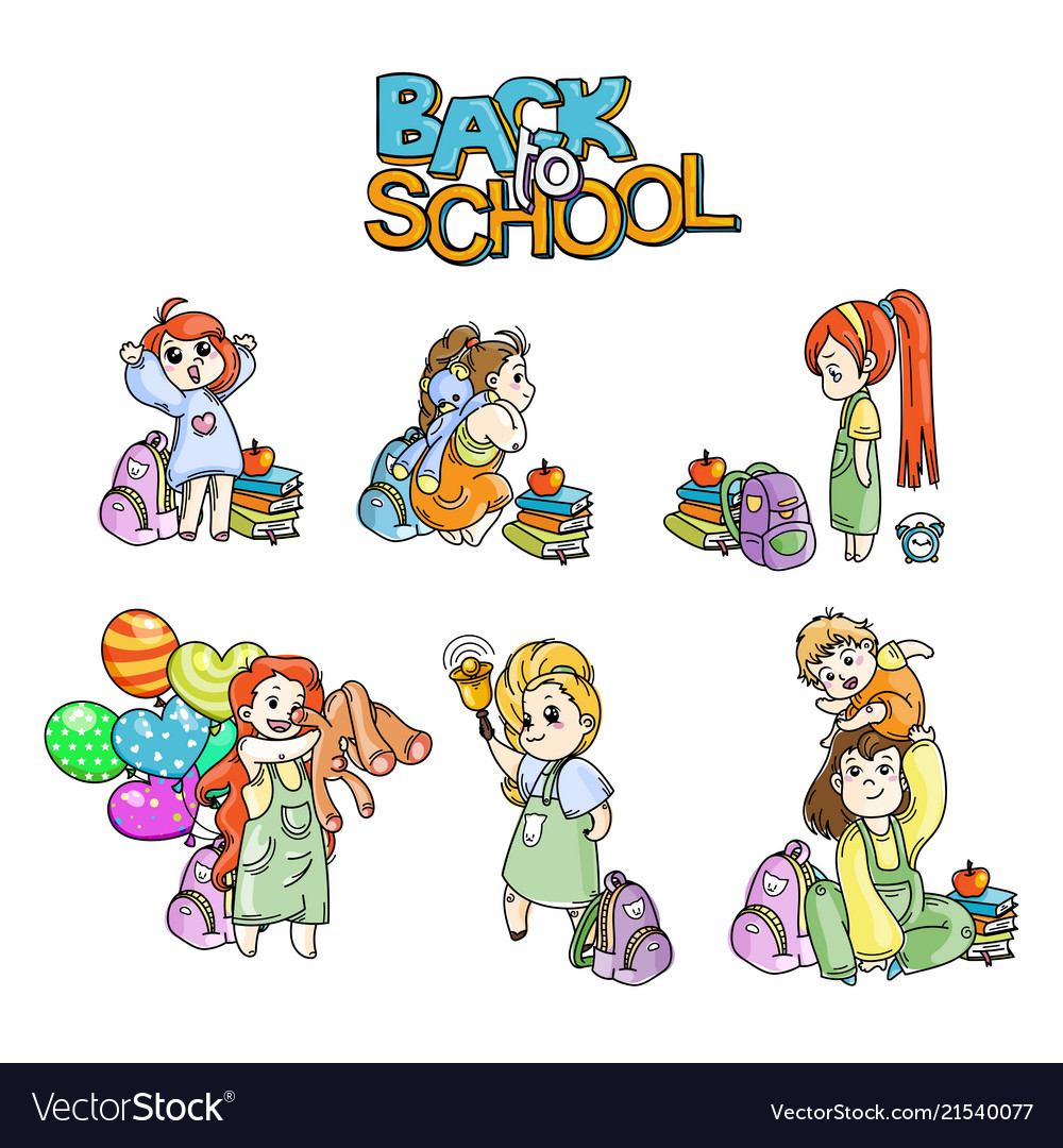 Collection of school cartoon children Royalty Free Vector