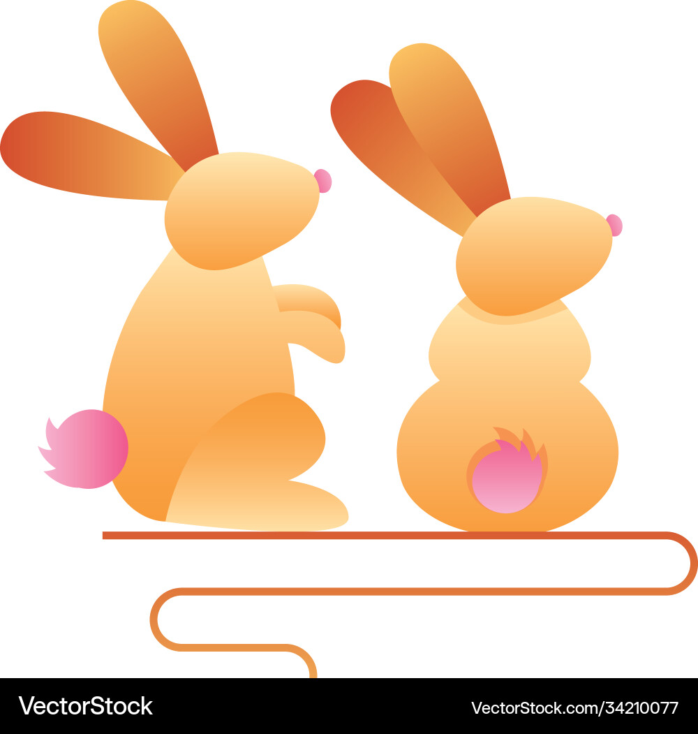 Cute little rabbits seated spring animals icons Vector Image