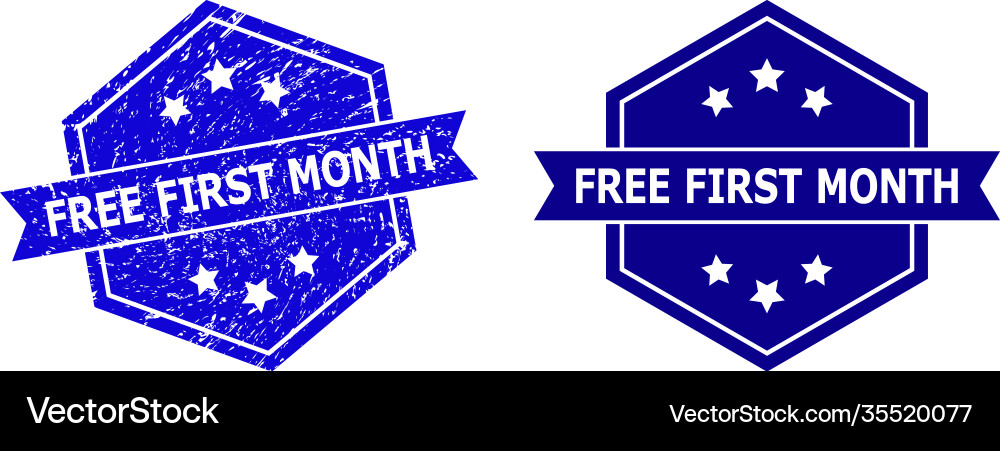 Hexagonal free first month seal with grunged style
