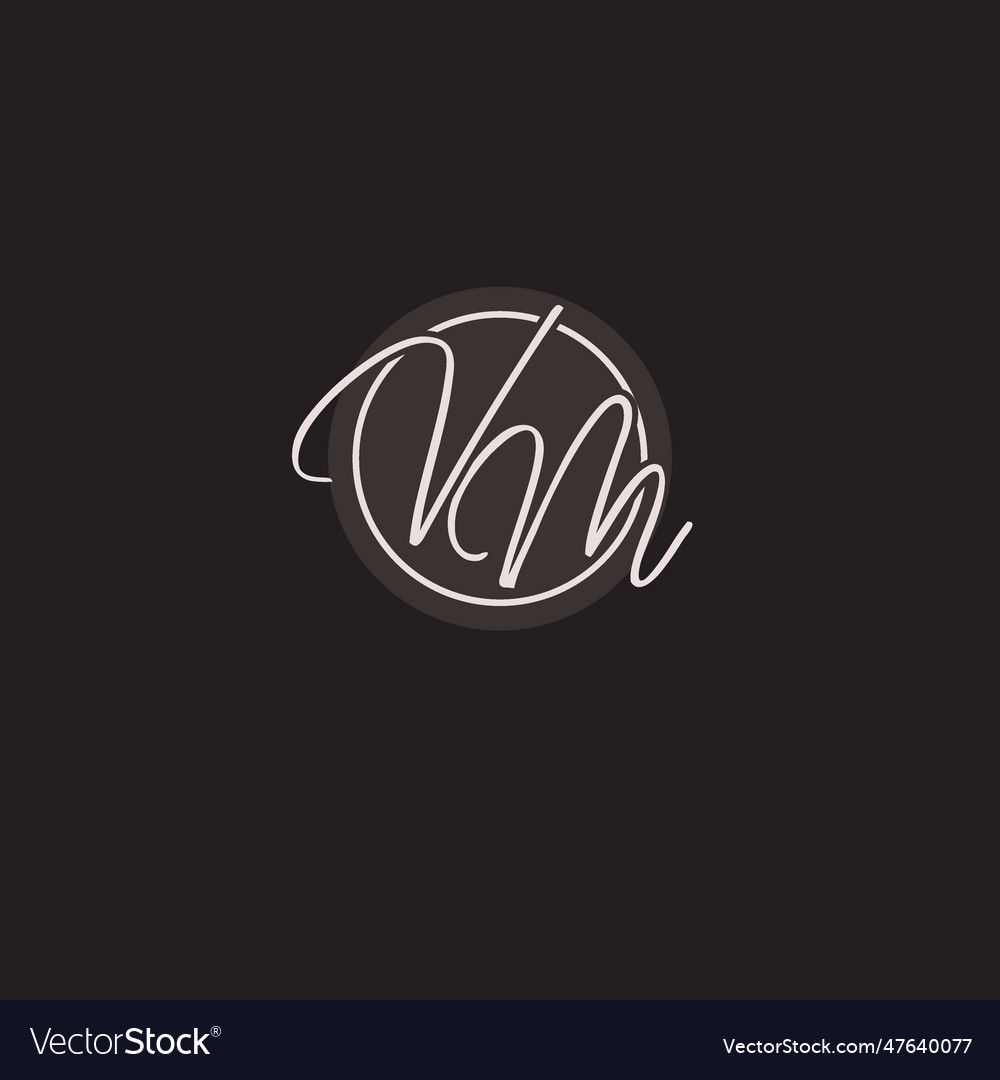 Initials vm logo monogram with simple circle line Vector Image
