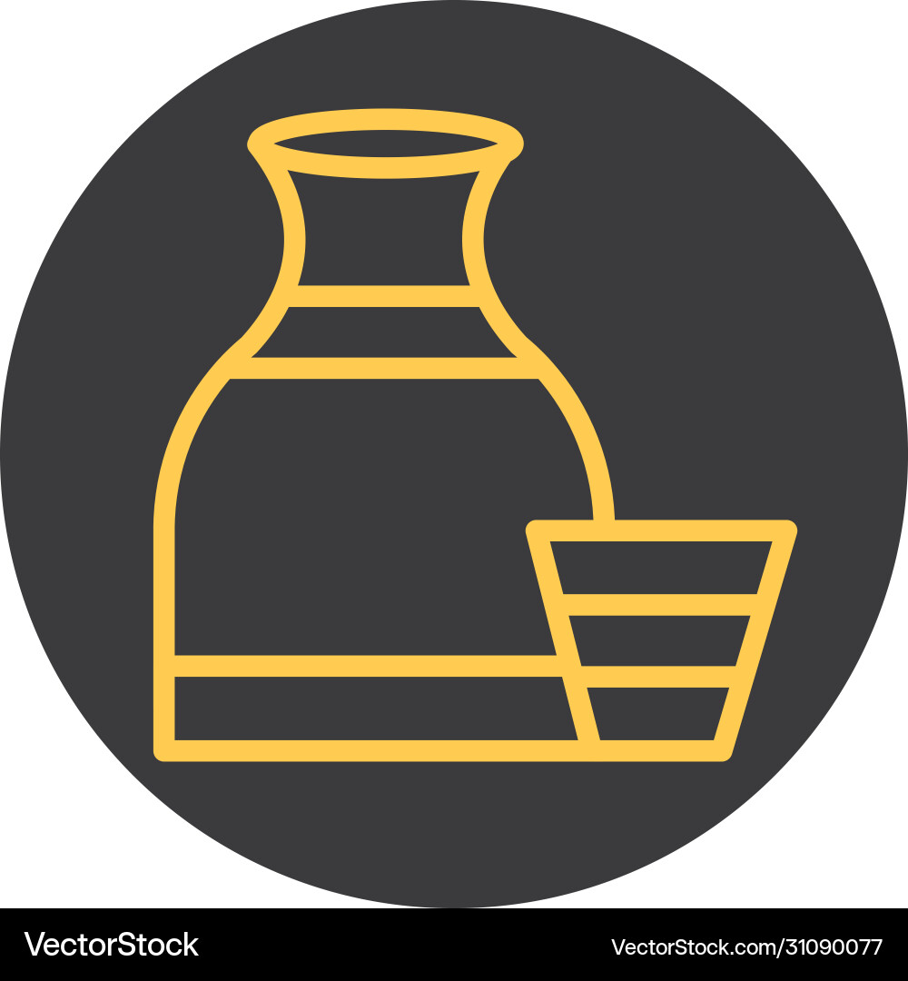 Jug and cup clay kitchen block line icon Vector Image