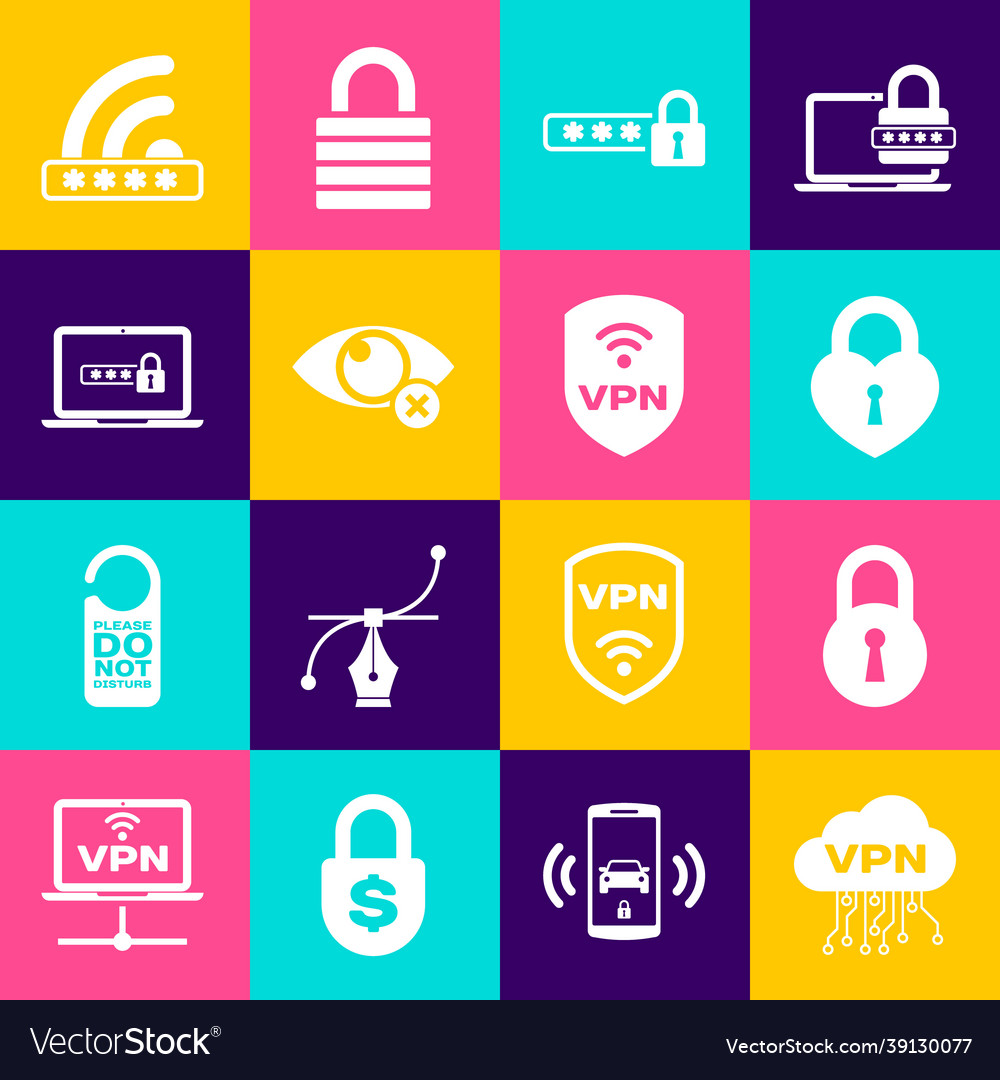 Set cloud vpn interface lock castle the shape Vector Image