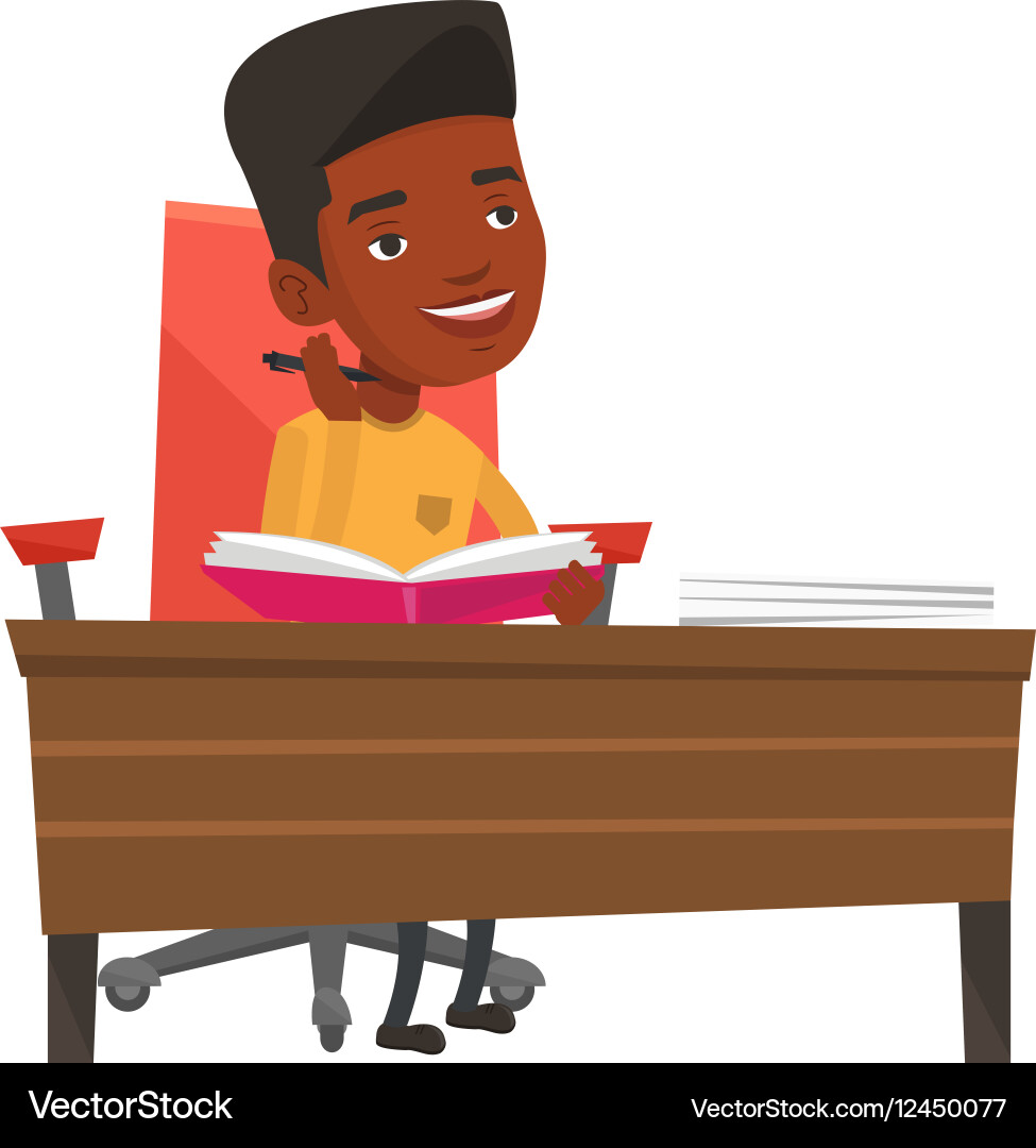 Student writing at desk Royalty Free Vector Image