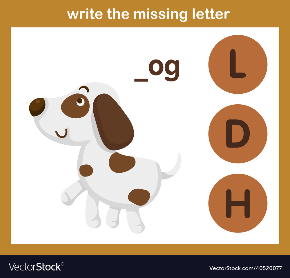 Write the missing letter Royalty Free Vector Image