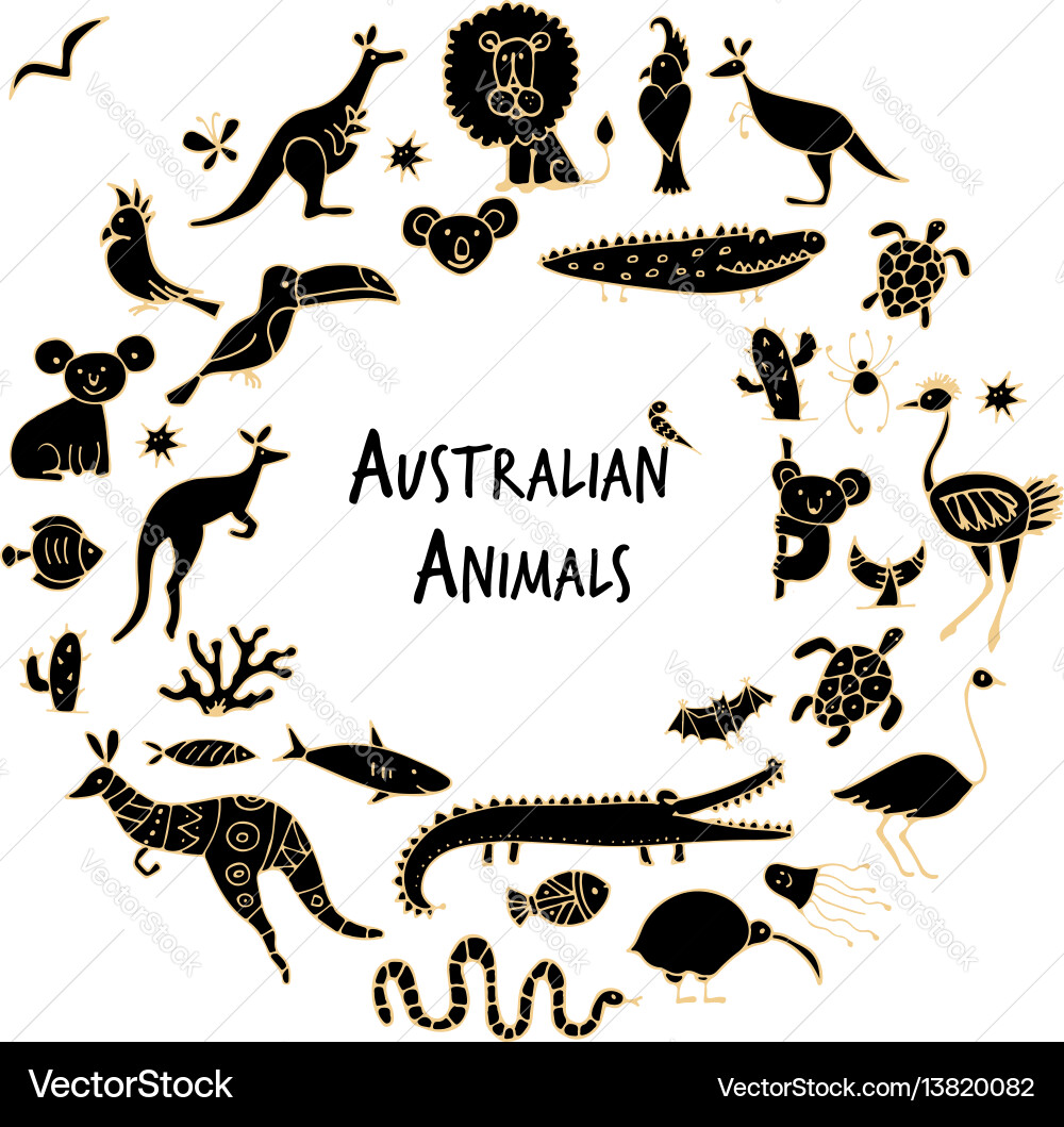 Australian animals set sketch for your design Vector Image