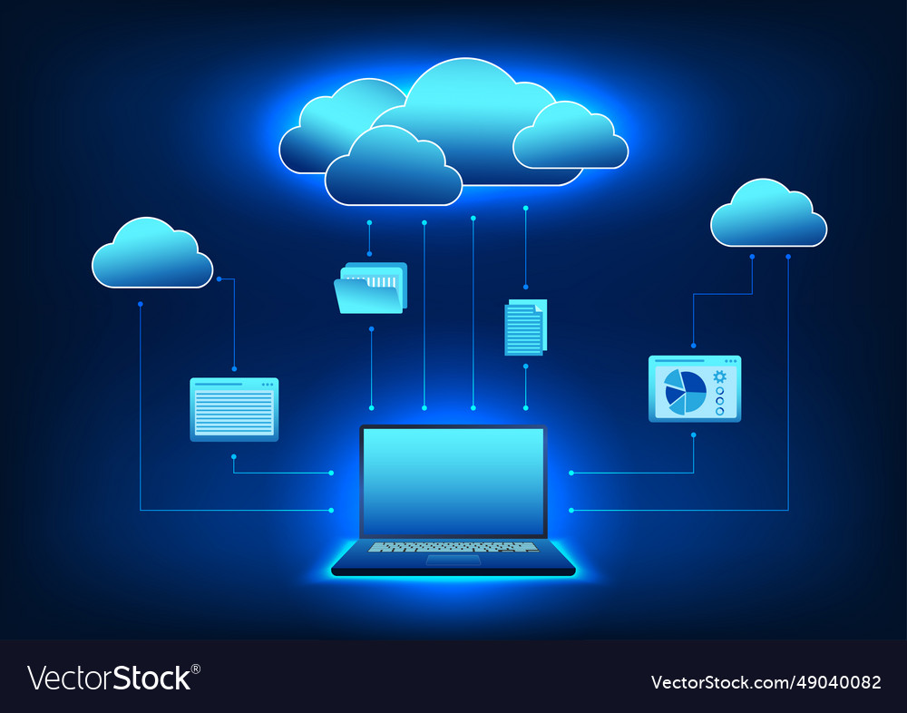 Cloud technology computers that transfer data Vector Image