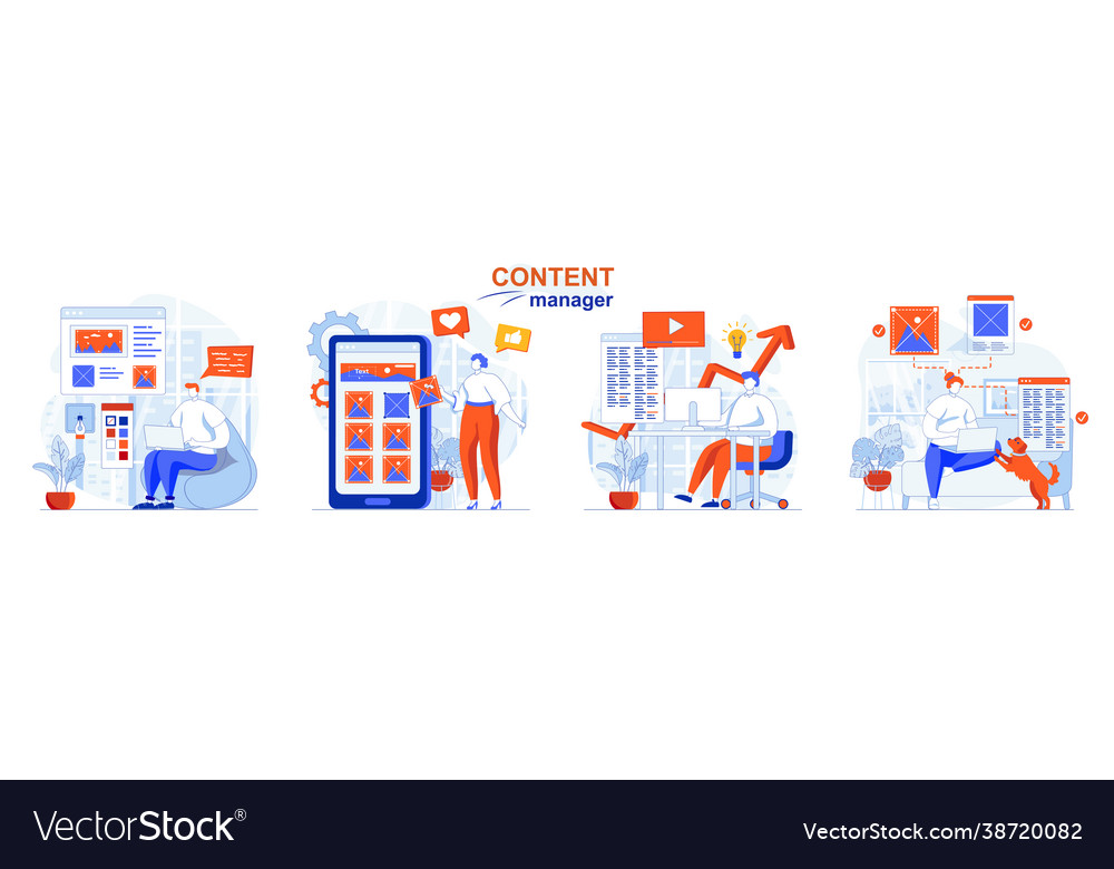 Content manager concept set creation graphics Vector Image
