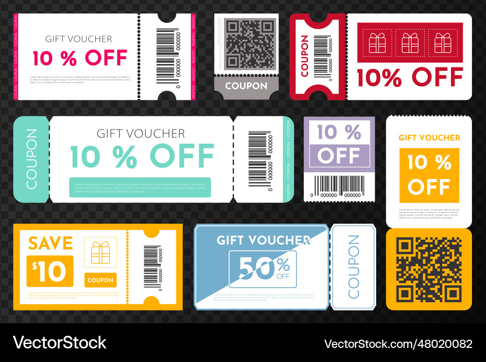 Coupon promotion sale set Royalty Free Vector Image