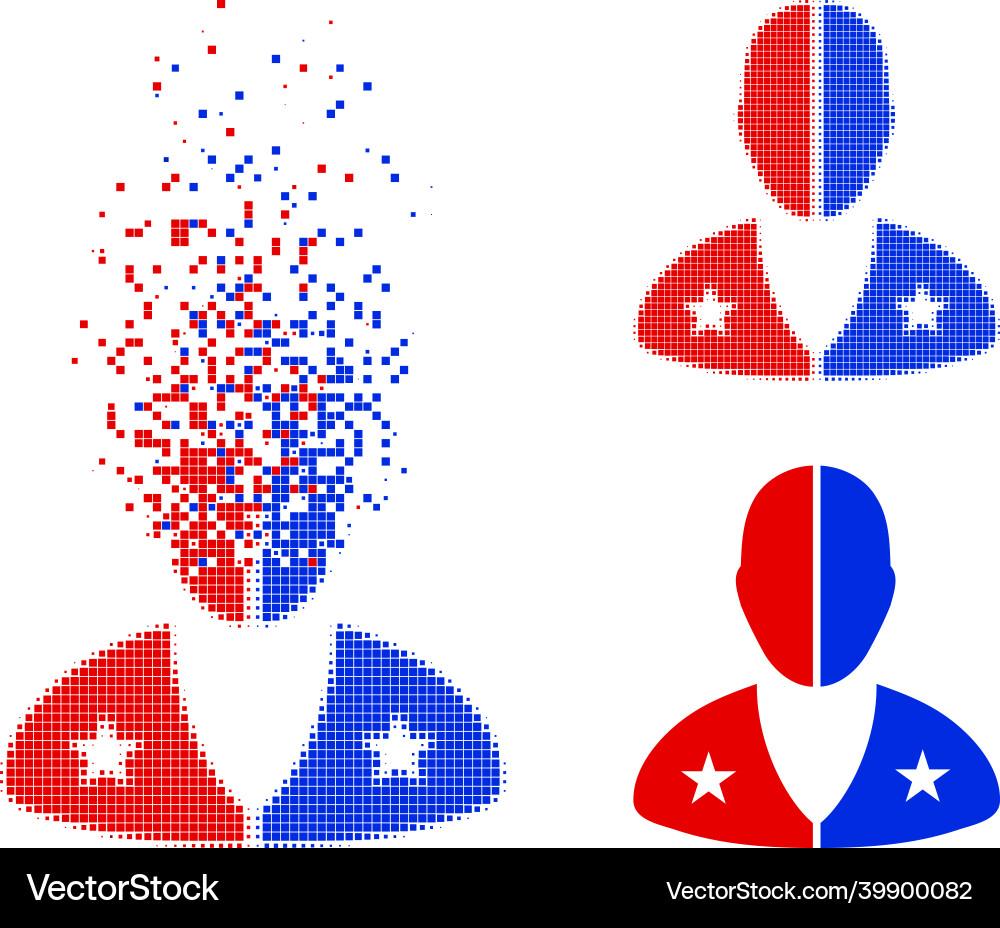 Dissipated pixelated american man icon Royalty Free Vector