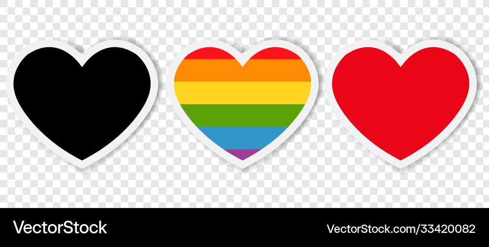 Heart icons collection isolated transparent Vector Image