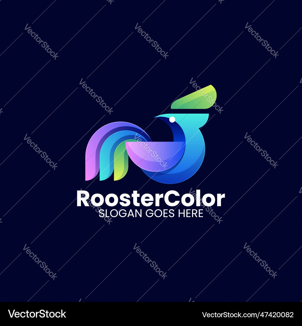 Logo rooster color gradient colorful style Vector Image