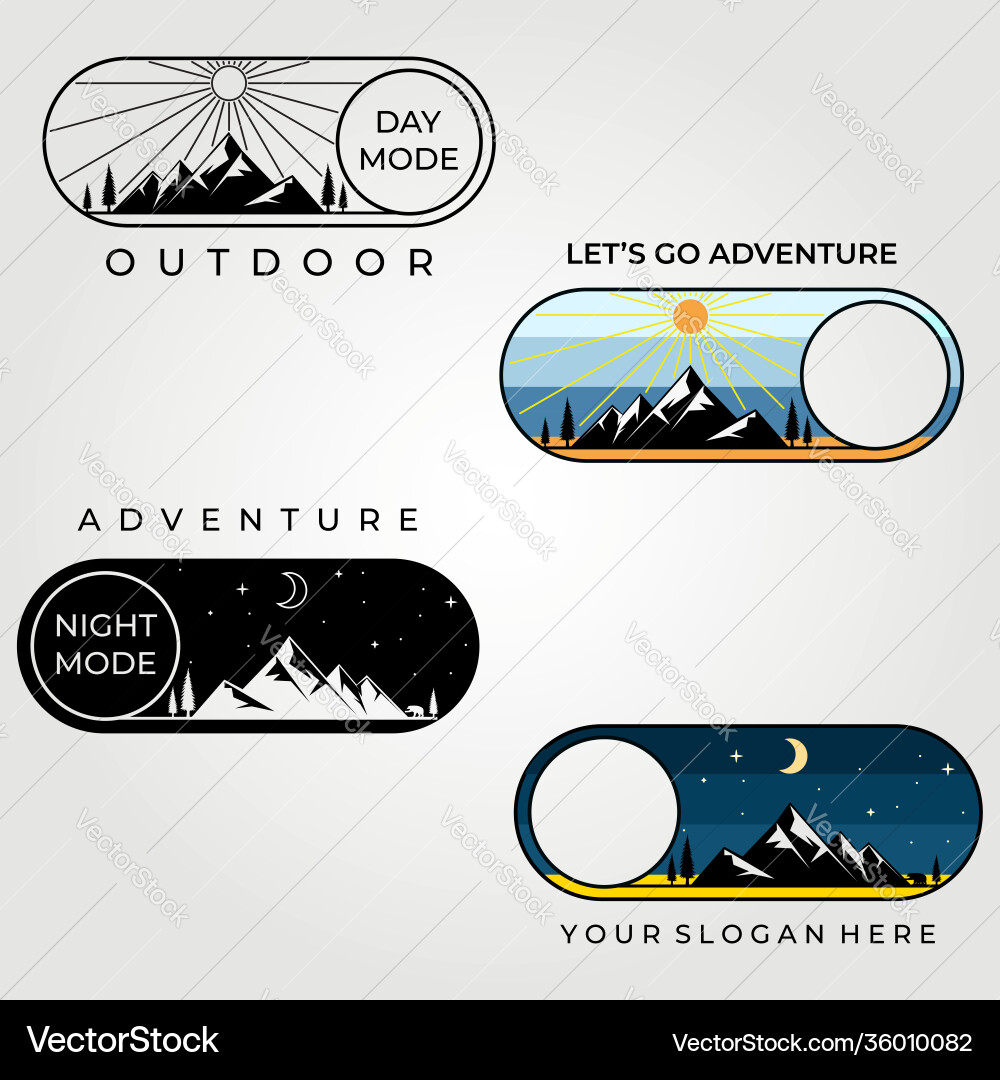 Mountain adventure icon sticker logo set design Vector Image