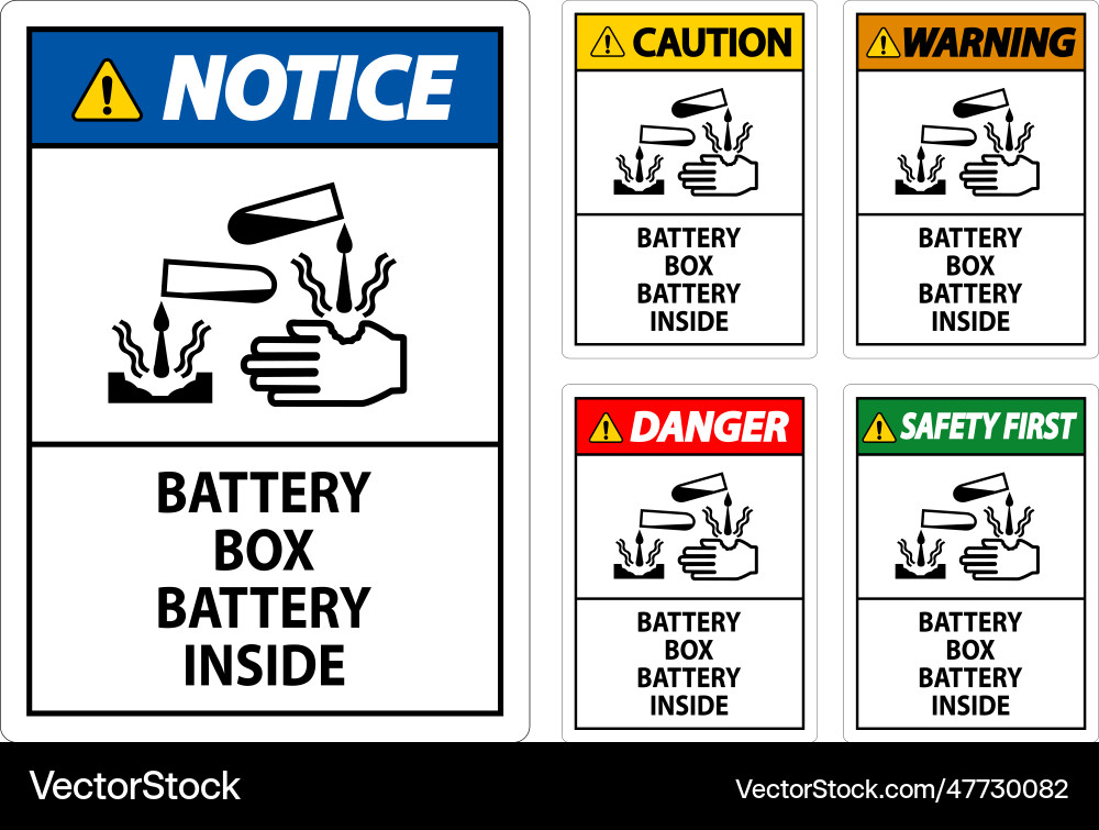 Notice battery box battery inside sign with symbol