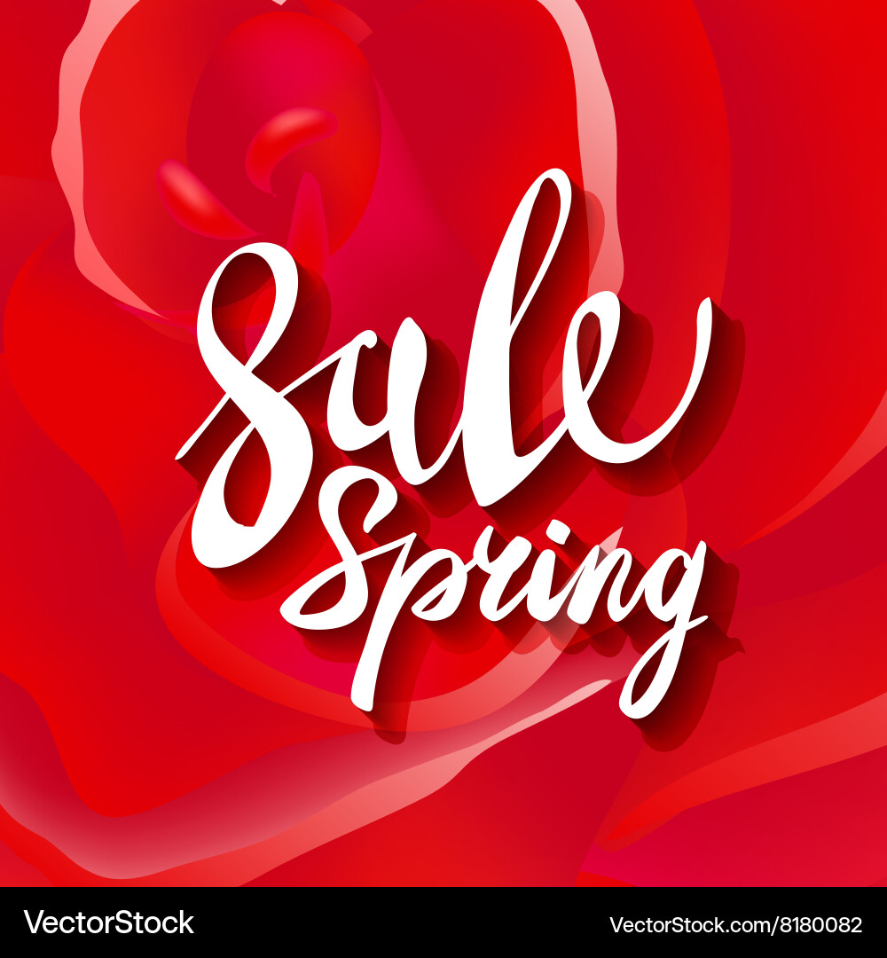 Pretty flower red roses text spring sale Vector Image