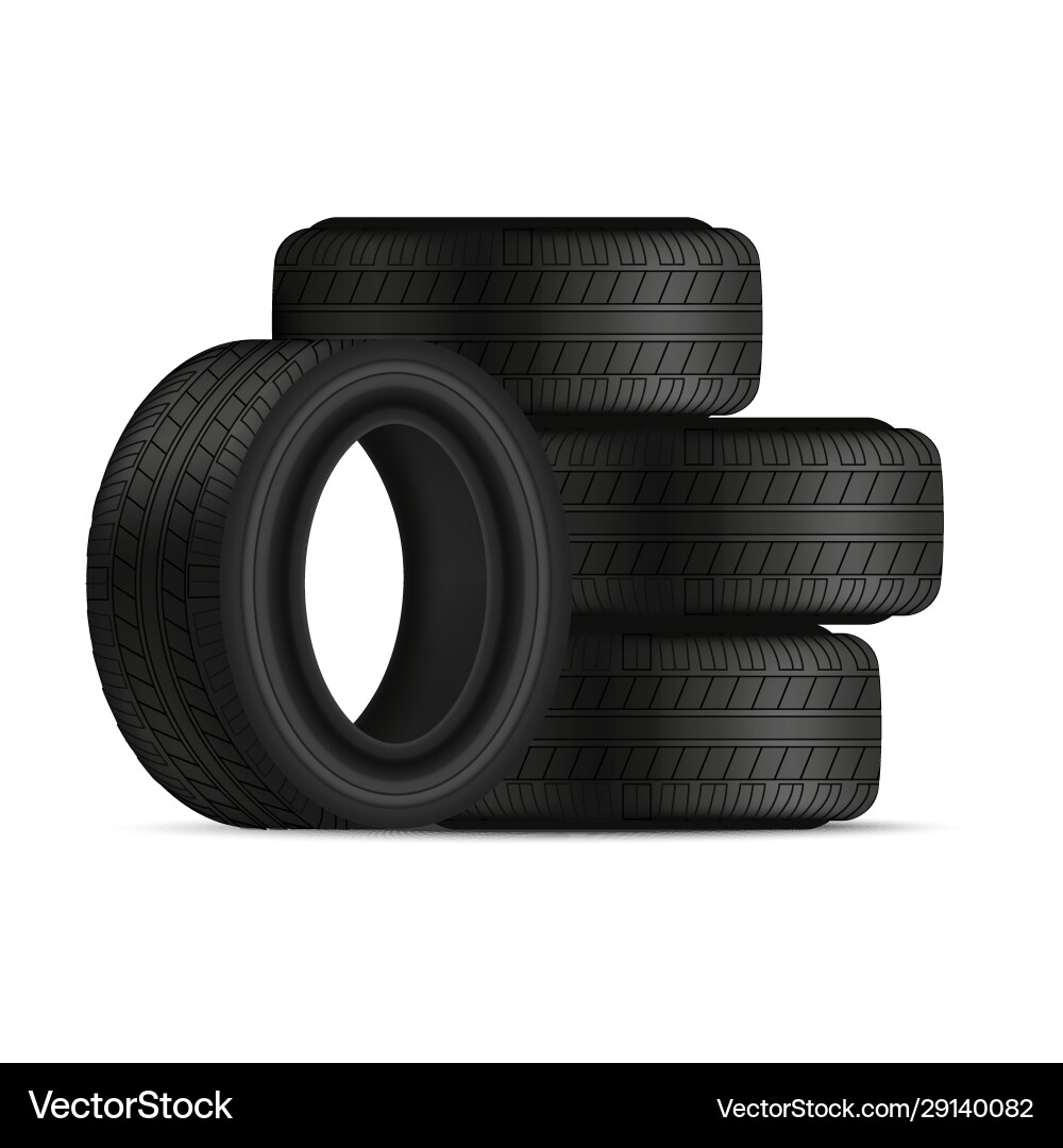 Realistic 3d detailed car tires set Royalty Free Vector