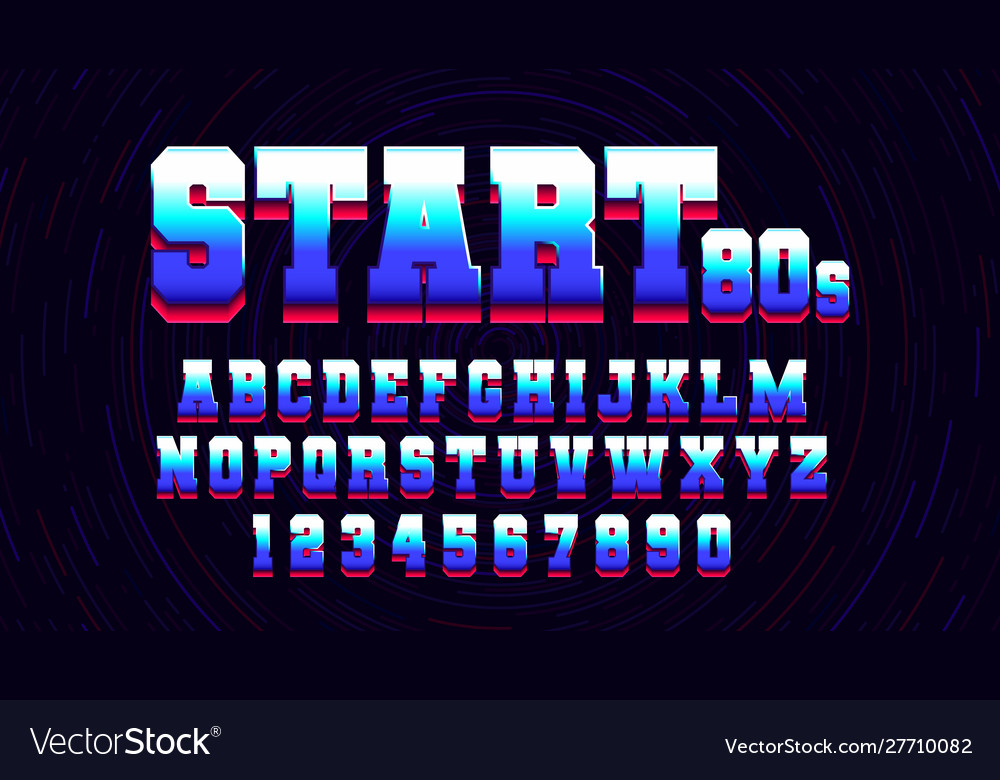 Retro futuristic latin font from video games Vector Image Retro futuristic latin font from video games Vector Image