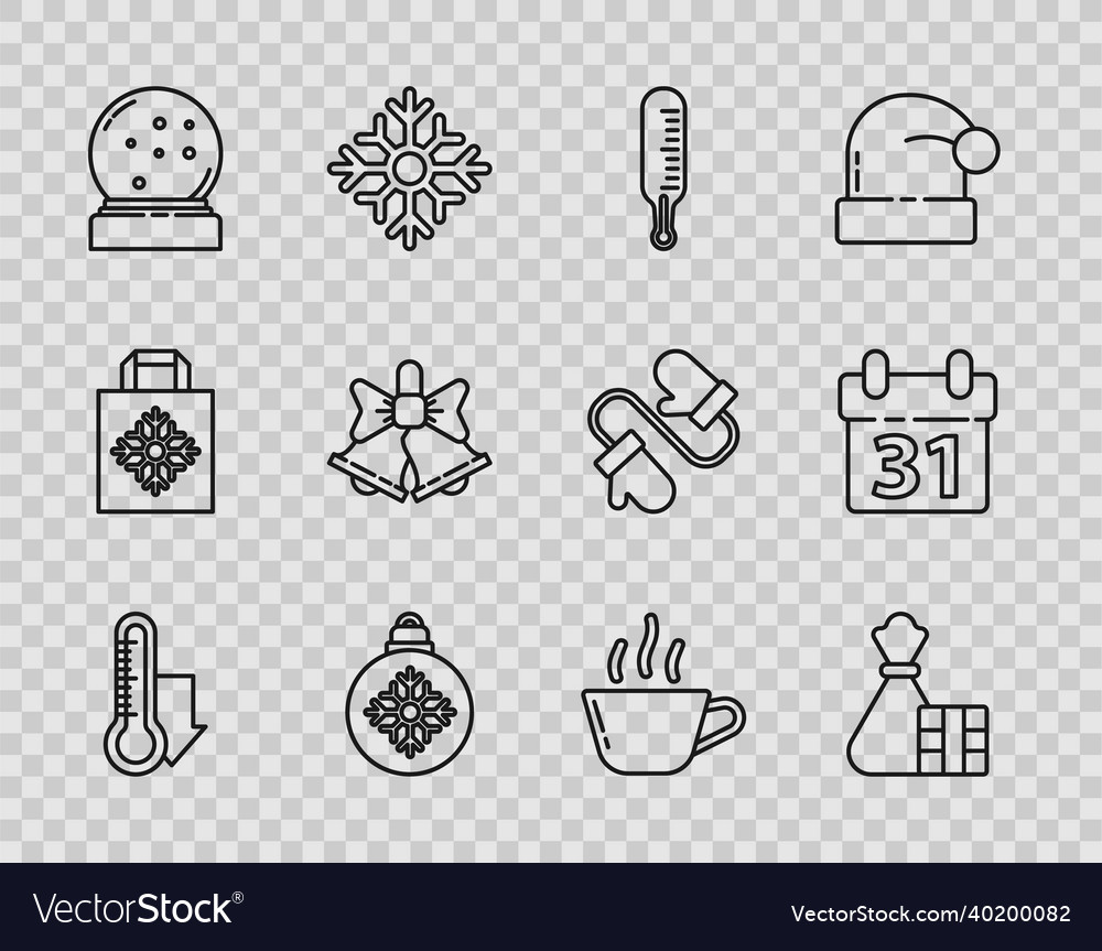 Set line meteorology thermometer measuring gift Vector Image Set line meteorology thermometer measuring gift Vector Image
