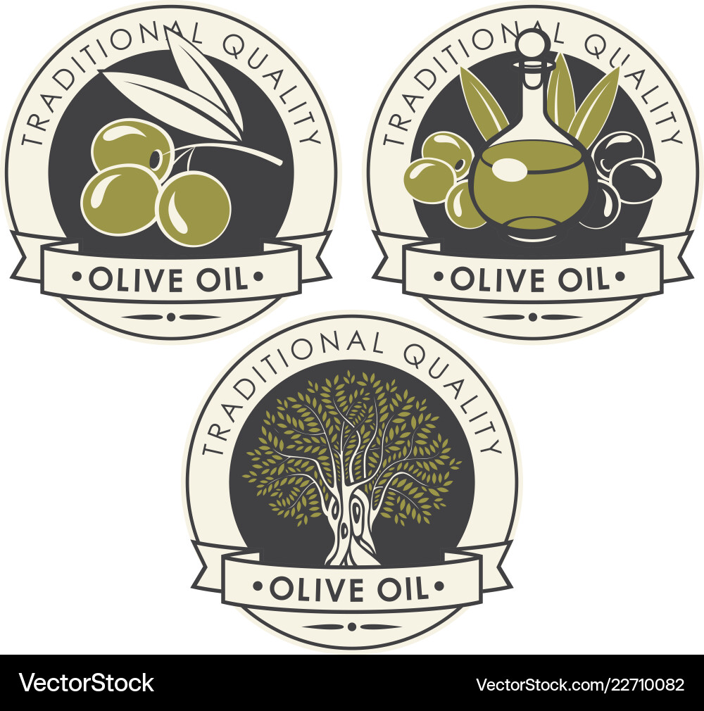 Set stickers or labels for olive oil Royalty Free Vector