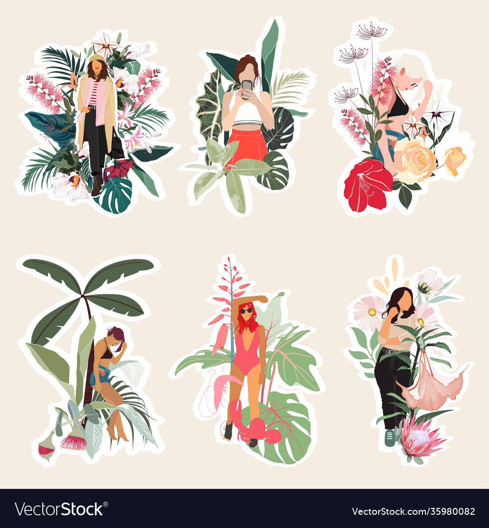 Set summer spring cute elements Royalty Free Vector Image