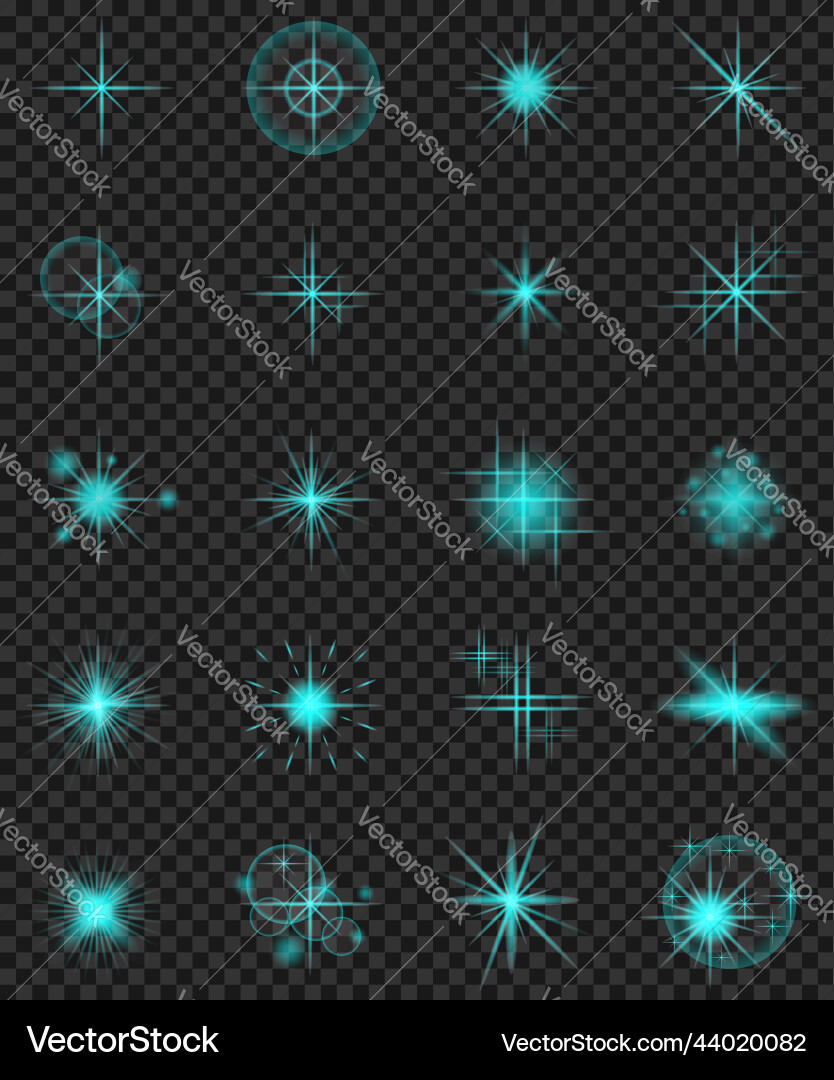 Shining stars with glow effect and sparks Vector Image