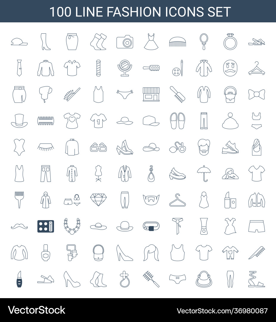 100 fashion icons Royalty Free Vector Image - VectorStock
