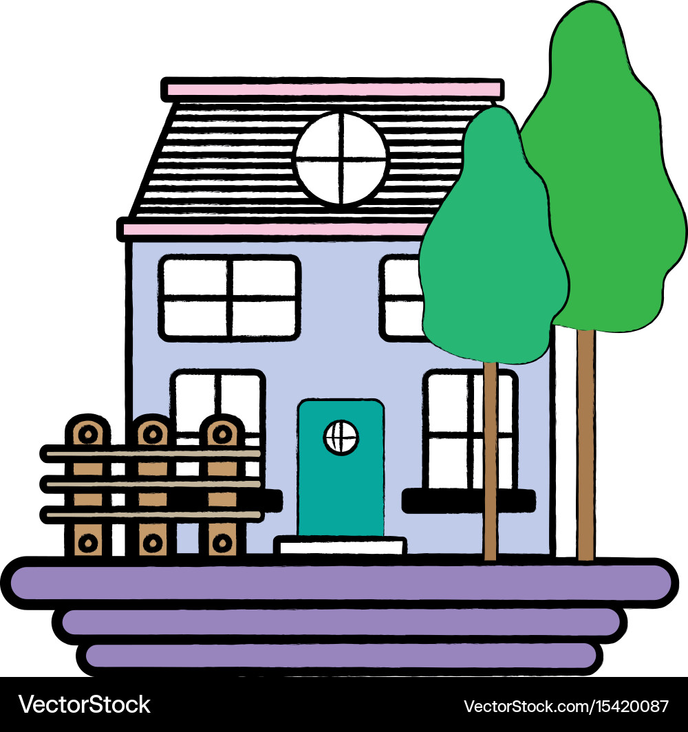 Beautiful house with grid wood Royalty Free Vector Image